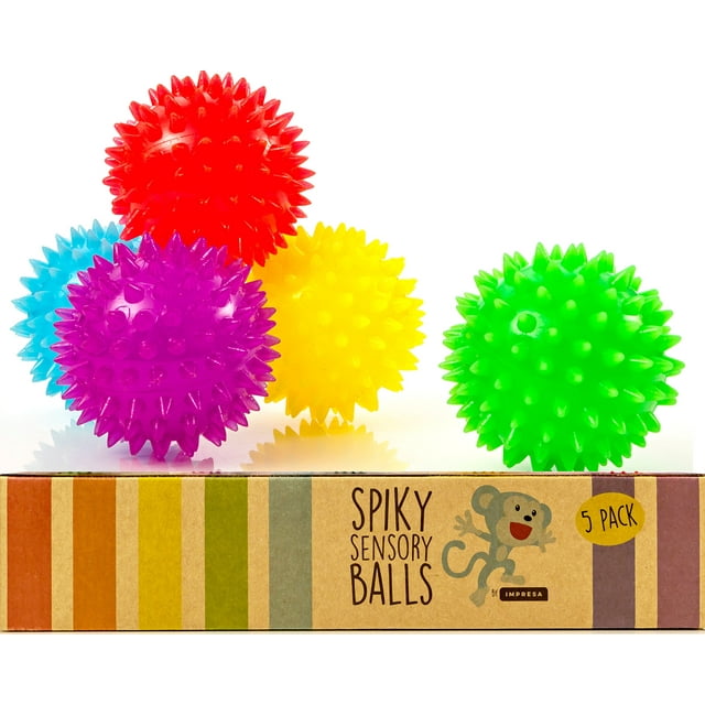Bouncy Spiky Sensory Balls Stress Set (Pack of 5) - BPA/Phthalate/Latex ...
