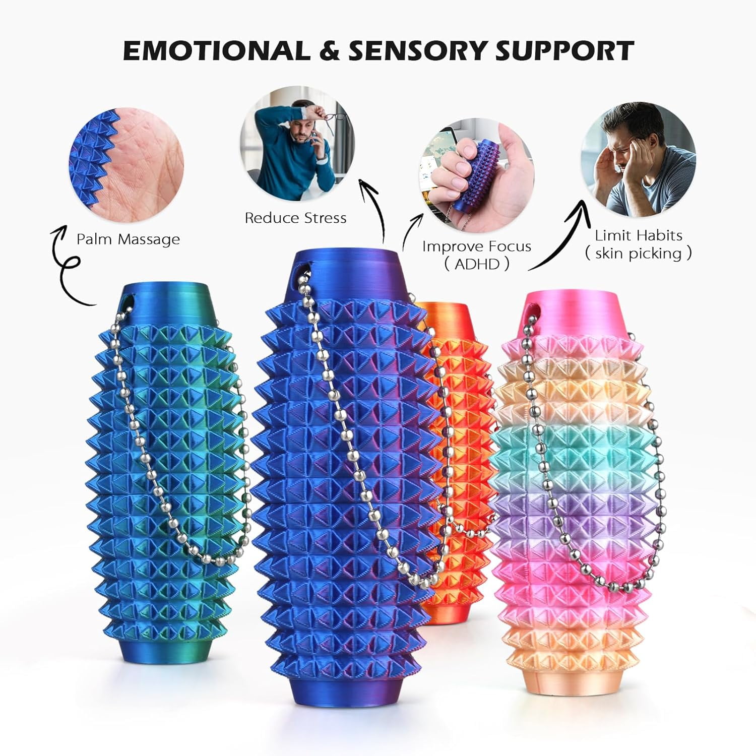 Spiky Sensory Fidget Toys 4PCS – Pain Stim Fidget Tool for Adults ...