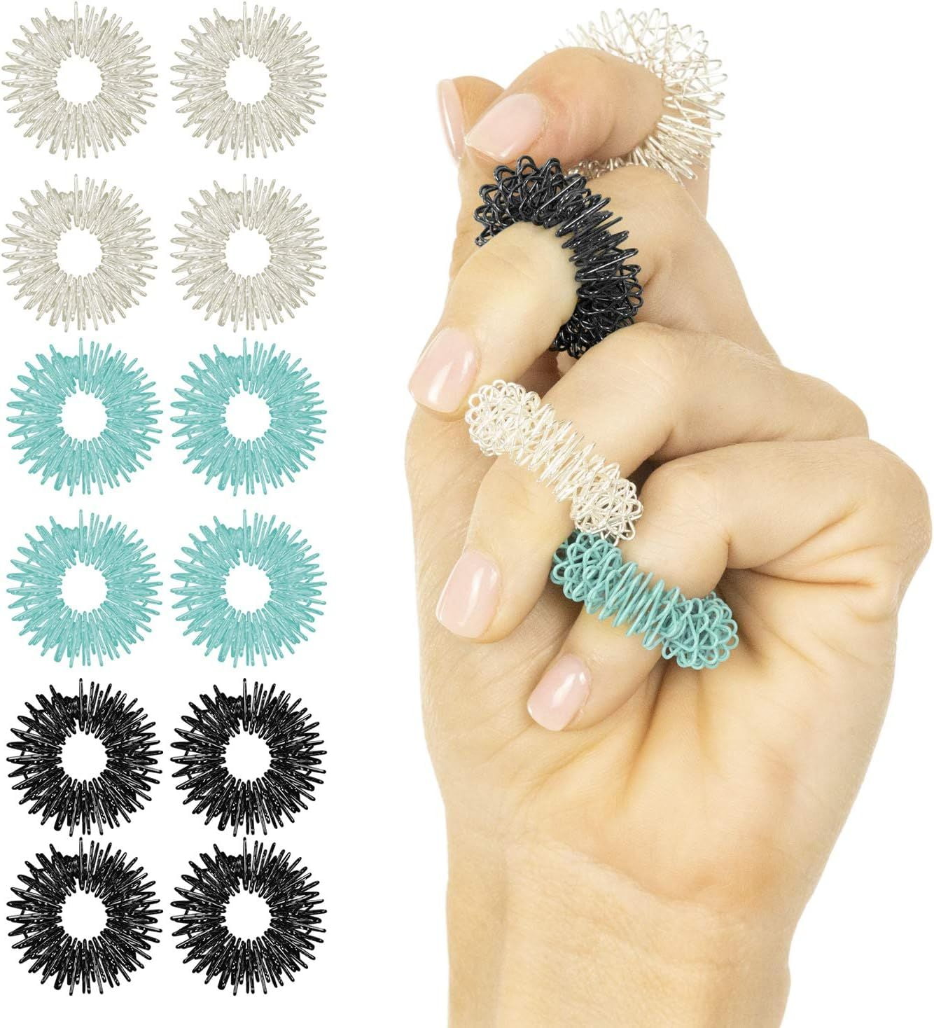 Spiky Sensory Rings (12-PK) - Fidget Anti-Anxiety Acupressure - Spiky ...