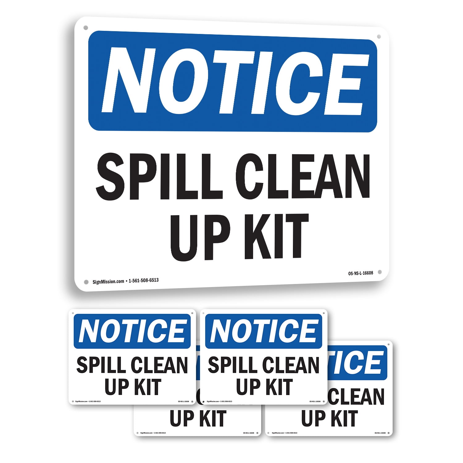 Spill Clean Up Kit OSHA Notice Aluminum Sign 10 Inch x 7 Inch - 5 Pack ...
