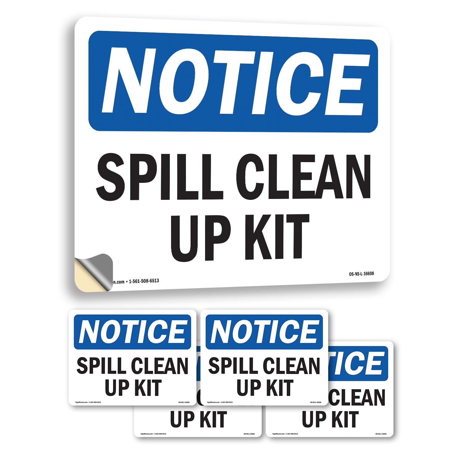 Spill Clean Up Kit OSHA Notice Vinyl Decal Label 10 Inch x 7 Inch - 5 ...