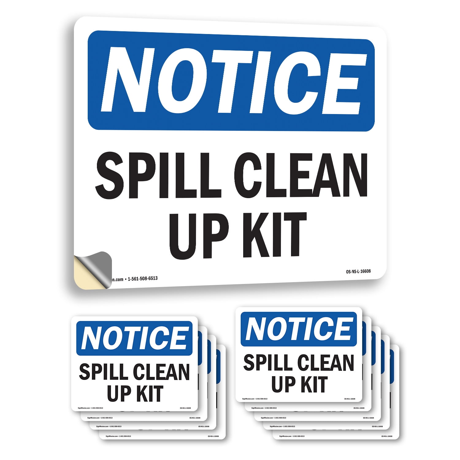 Spill Clean Up Kit OSHA Notice Vinyl Decal Label 5 Inch x 3.5 Inch - 10 ...