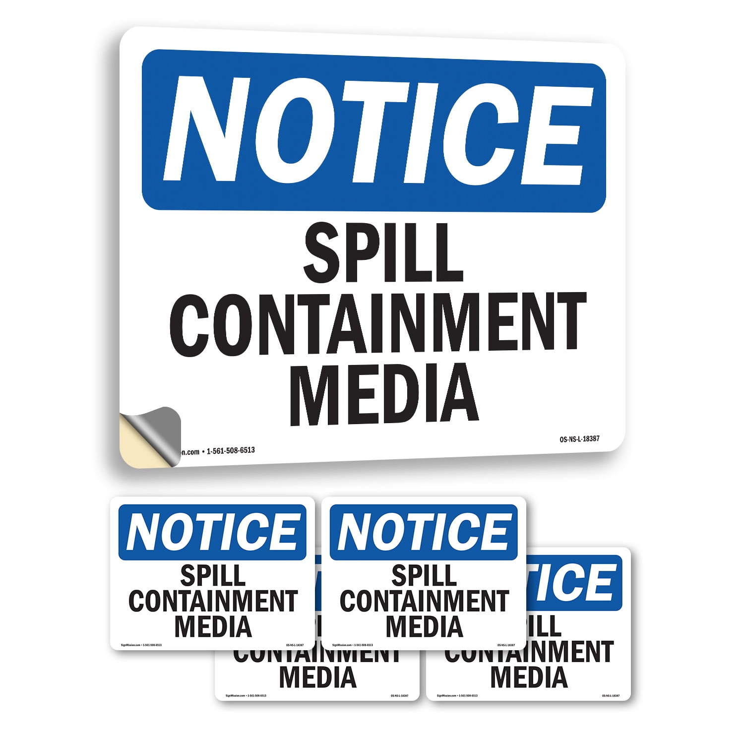 Spill Containment Media OSHA Notice Vinyl Decal Label 18 Inch x 12 Inch ...