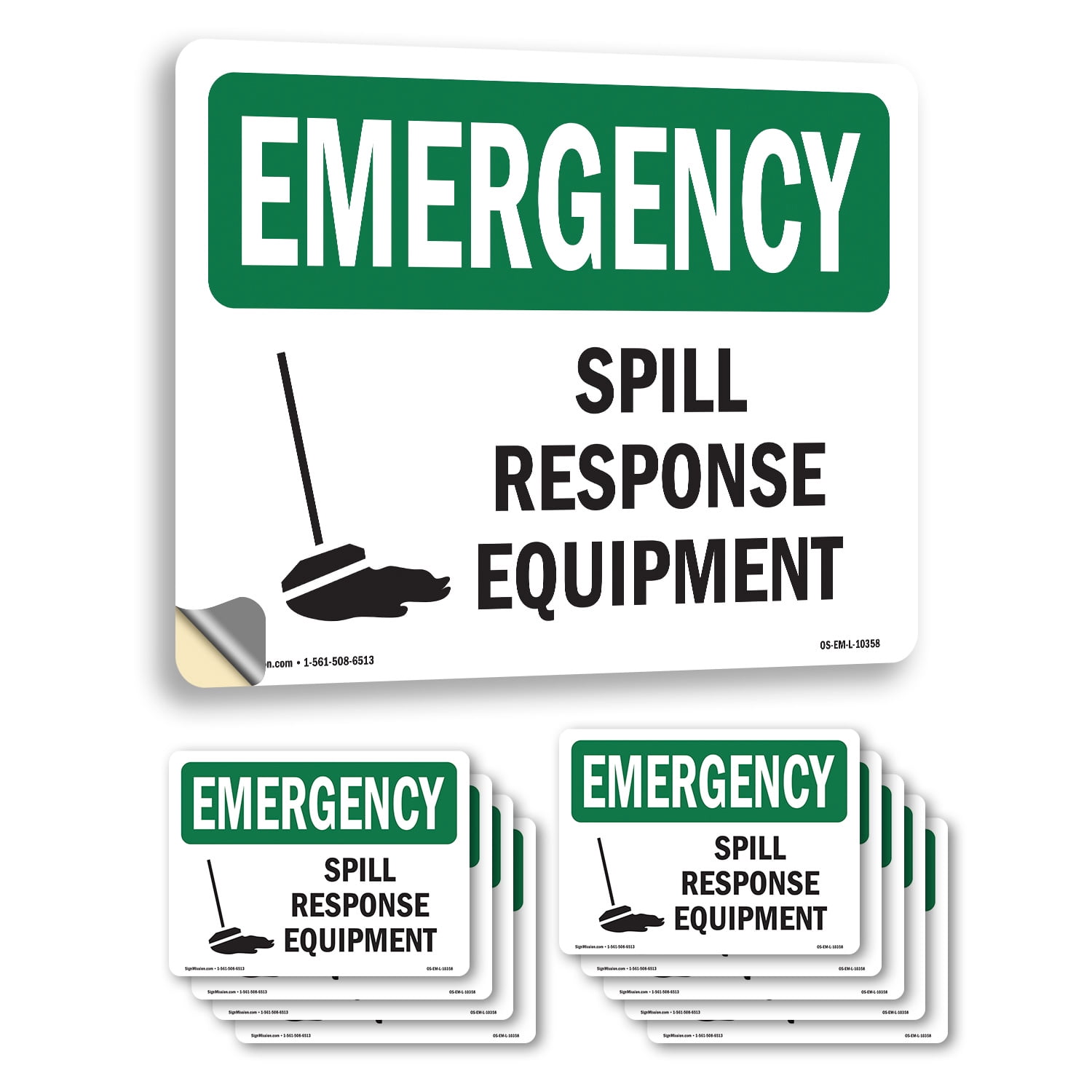 Spill Response Equipment OSHA Emergency Vinyl Decal Label 18 Inch x 12 ...