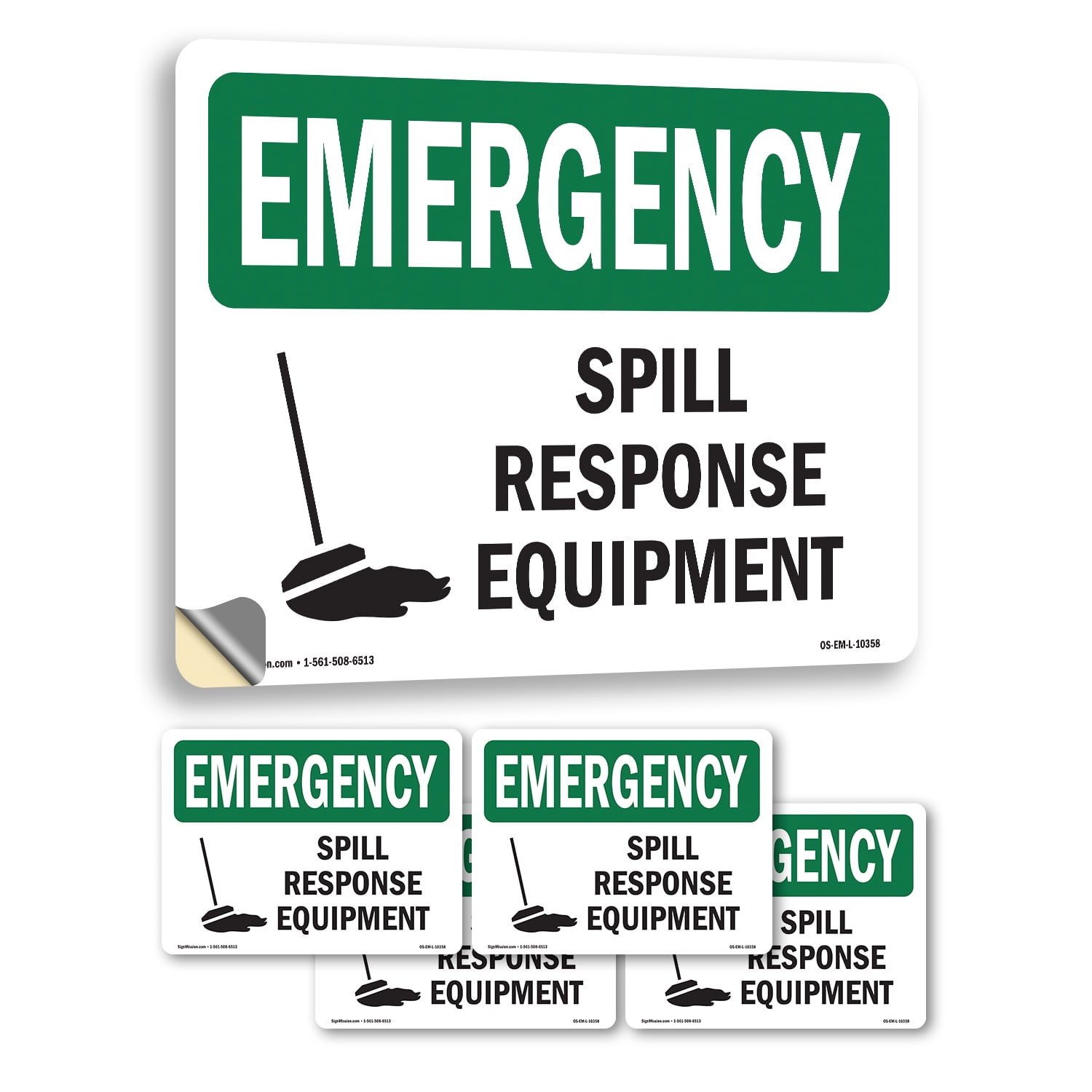 Spill Response Equipment OSHA Emergency Vinyl Decal Label 18 Inch x 12 ...