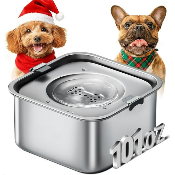 No Spill Water Bowl for Dogs,101oz/3L Stainless Steel Slobber Stopper ...