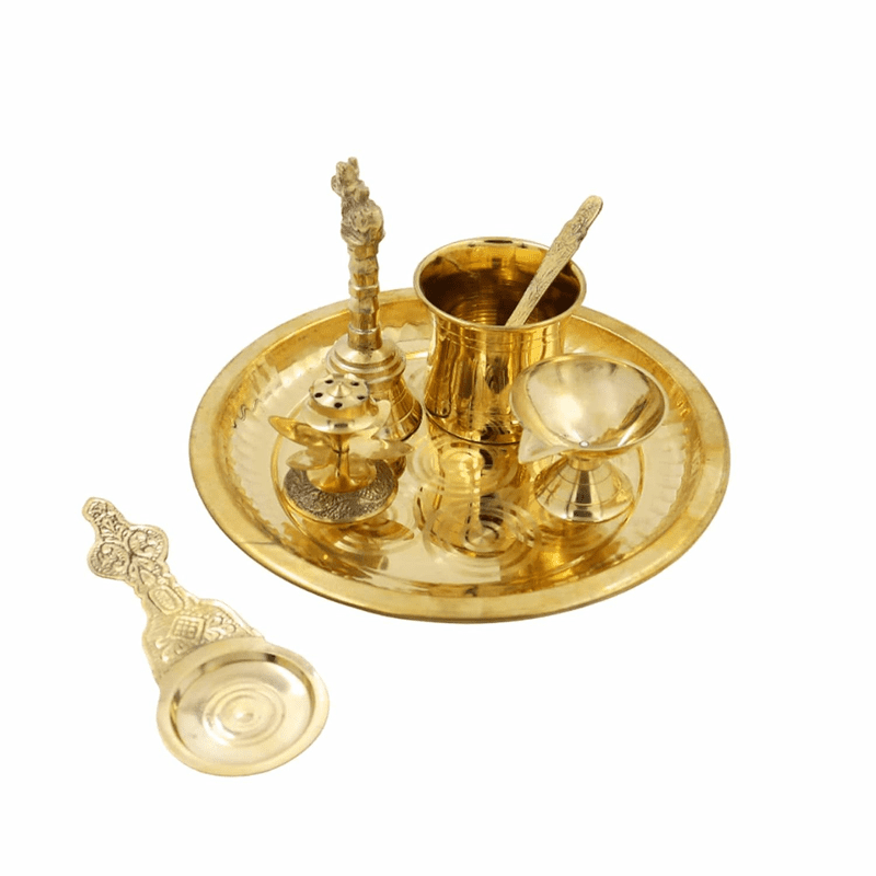 Spillbox Brass Puja ThaliSet|Pooja Thali|Arathi|Arthi|Arathi|Bartan Thambulam Plate|Puja set ...