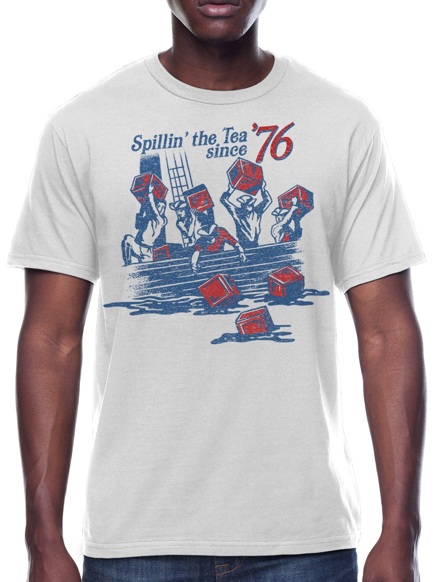 Spillin the Tea Men's & Big Men's Americana Boston Tea Party Graphic ...