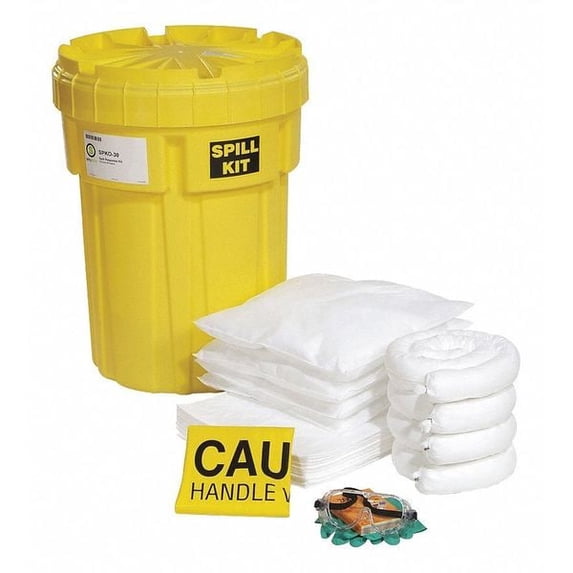 Spill Kit, 23 gal Volume Absorbed per Kit, 30 gal Capacity, Drum ...