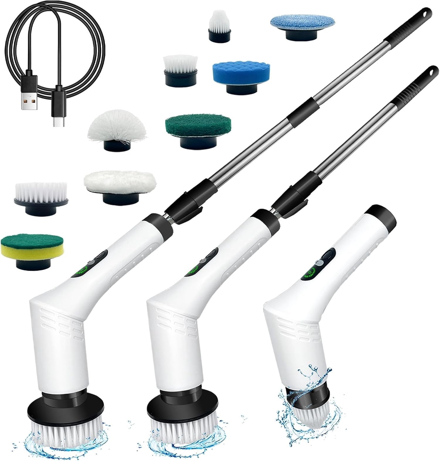 Spin , 9-in-1 Multifunctional Electric Cleaning Brush with Detachable ...