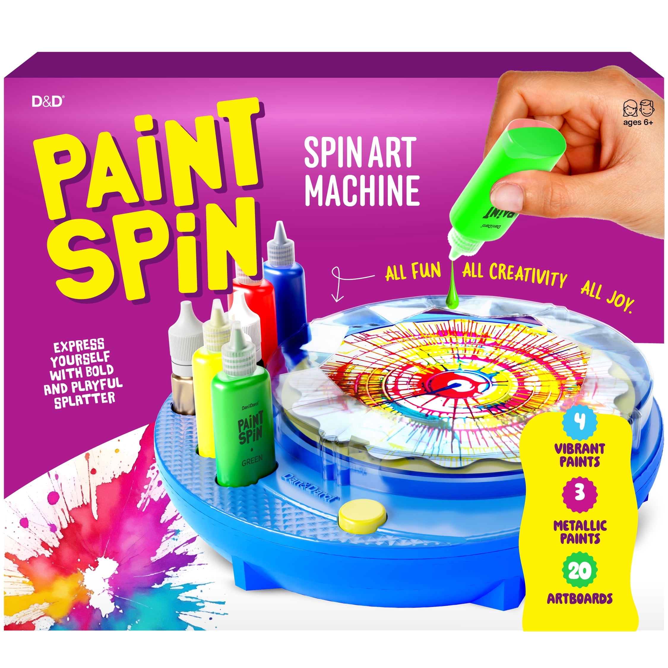 D&D Spin Art Painting Kit for Kids, Abstract Arts and Crafts, Vibrant ...