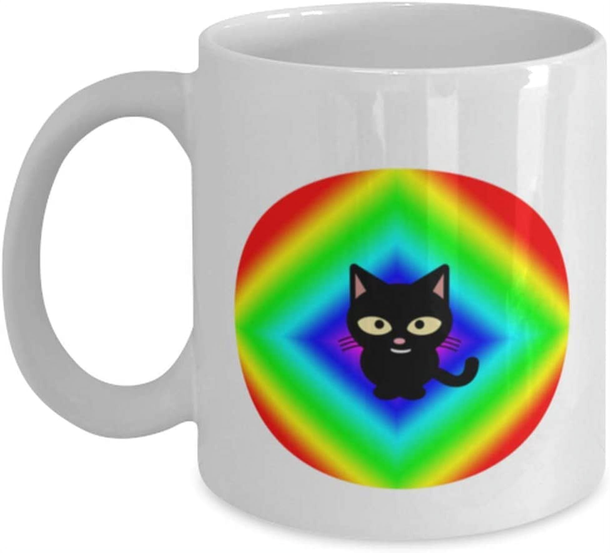 Spin Art Retro White Cat Mug Give To 1960's to 1970's Moms of Cats Cool ...