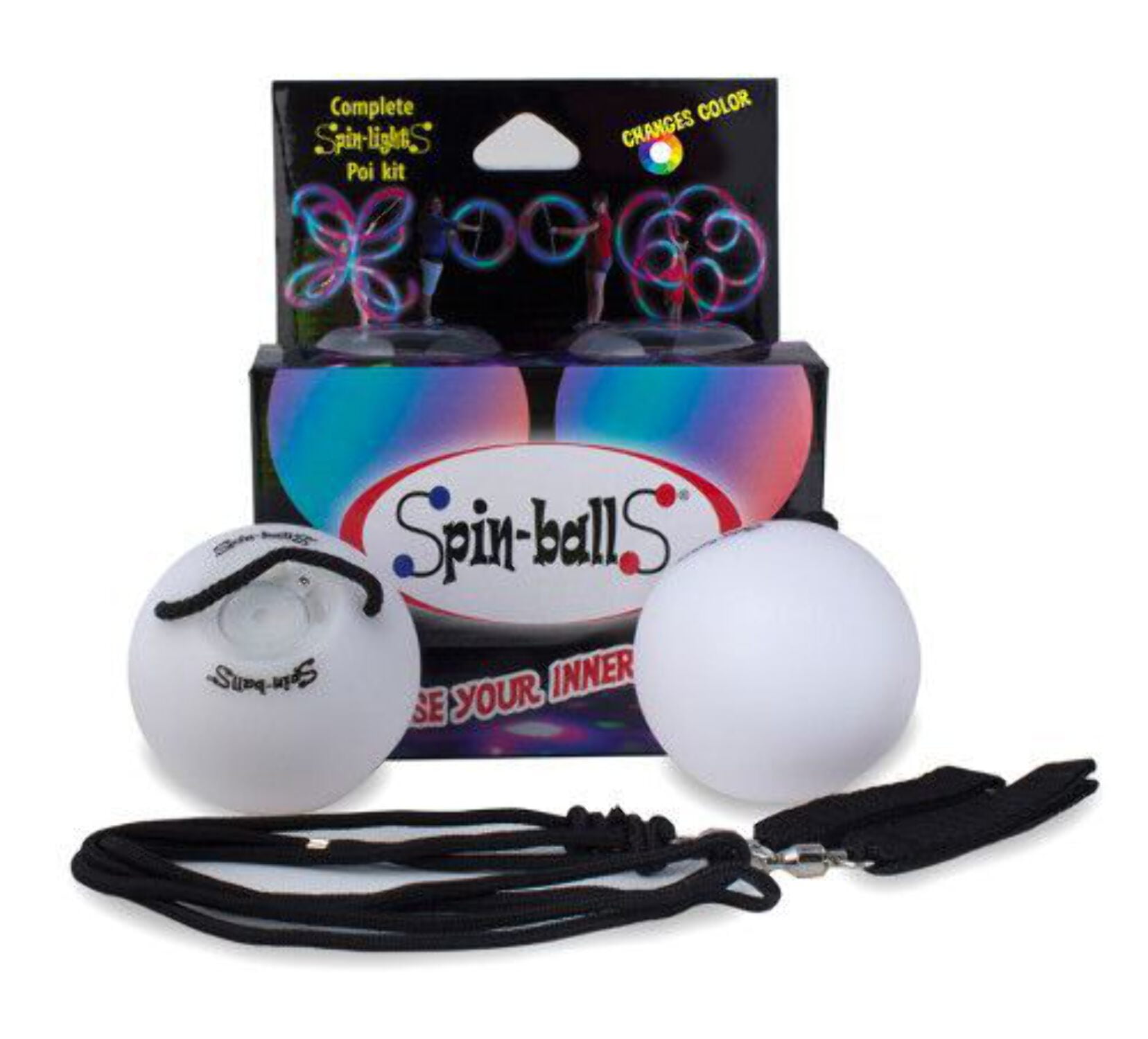 Spin Balls LED Poi 2 pack with Instructional DVD and Carry Bag - Kids ...