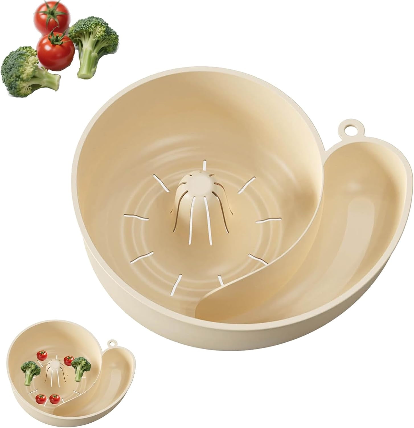 Spin & Drain Veggie Cleaner - Compact 360° Rotating Snail Design for ...