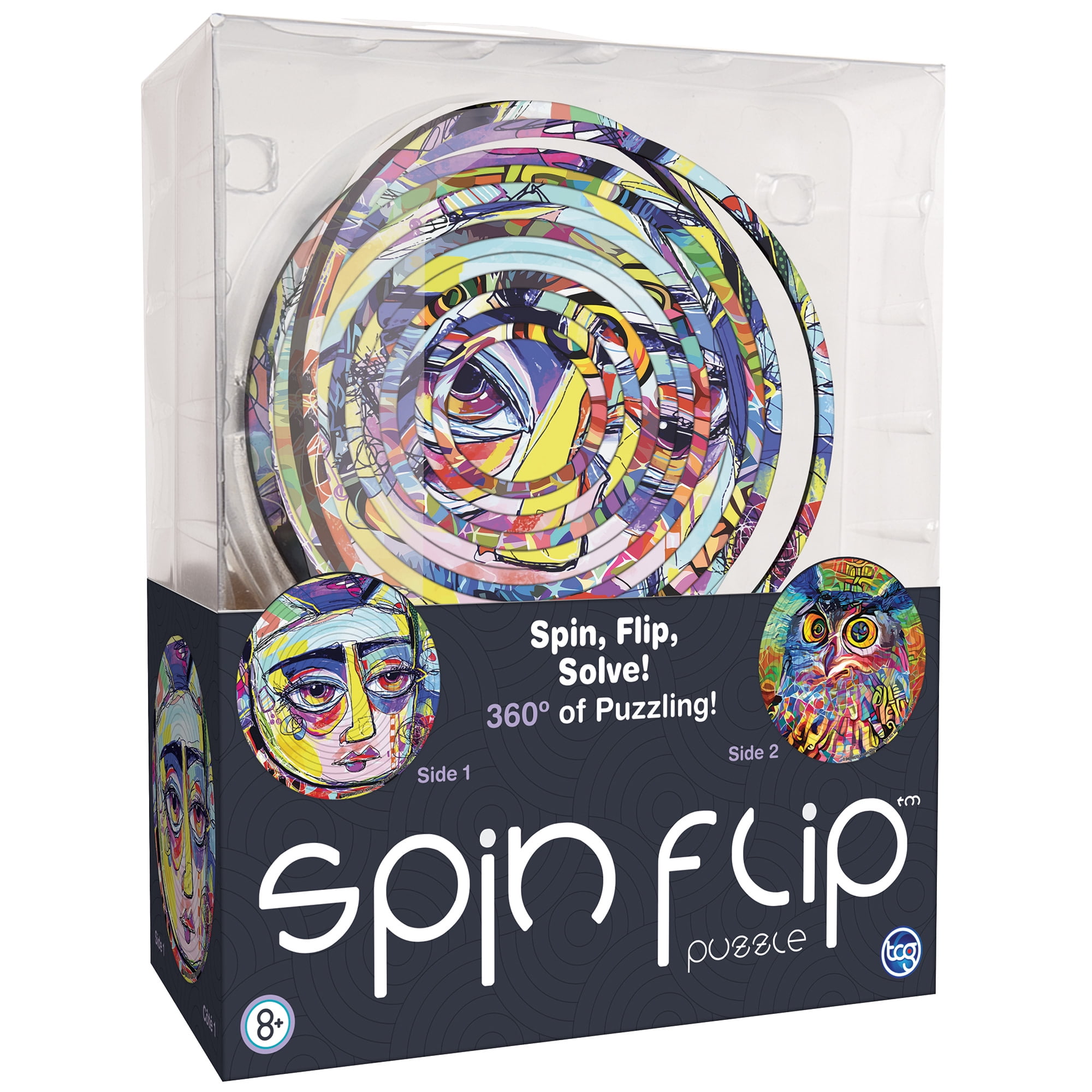 Spin Flip Puzzle: Abstract 2L- 14 Rings - 2-In-1: Double-Sided Puzzle ...