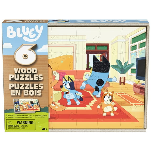 Spin Master Games, 6-Pack Of Bluey Wood Jigsaw Puzzles for Kids Ages 3 ...