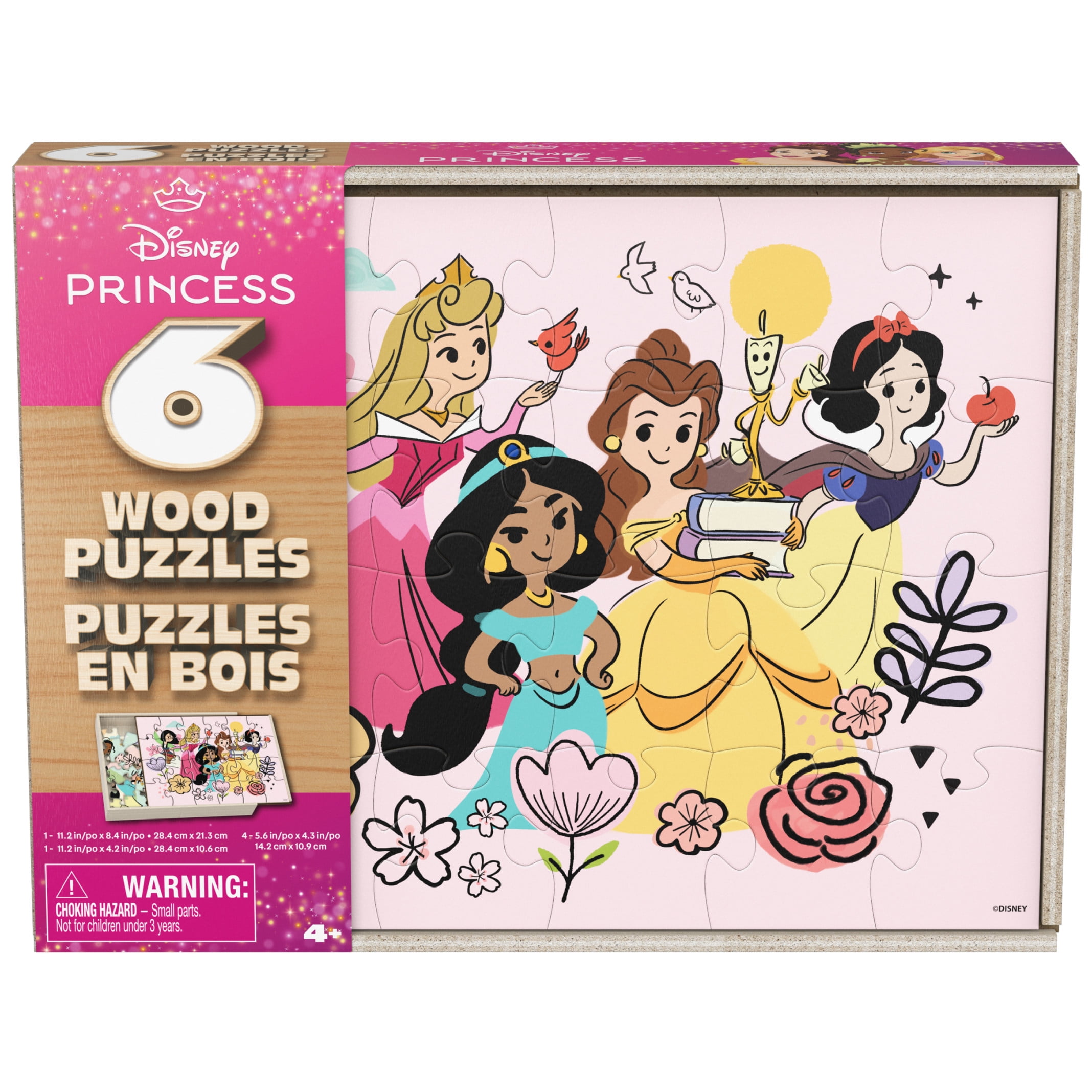Brandclub - Spin Master Games, 6-Pack of Disney Princess Wood Jigsaw Puzzles for Kids Ages 3 and Up