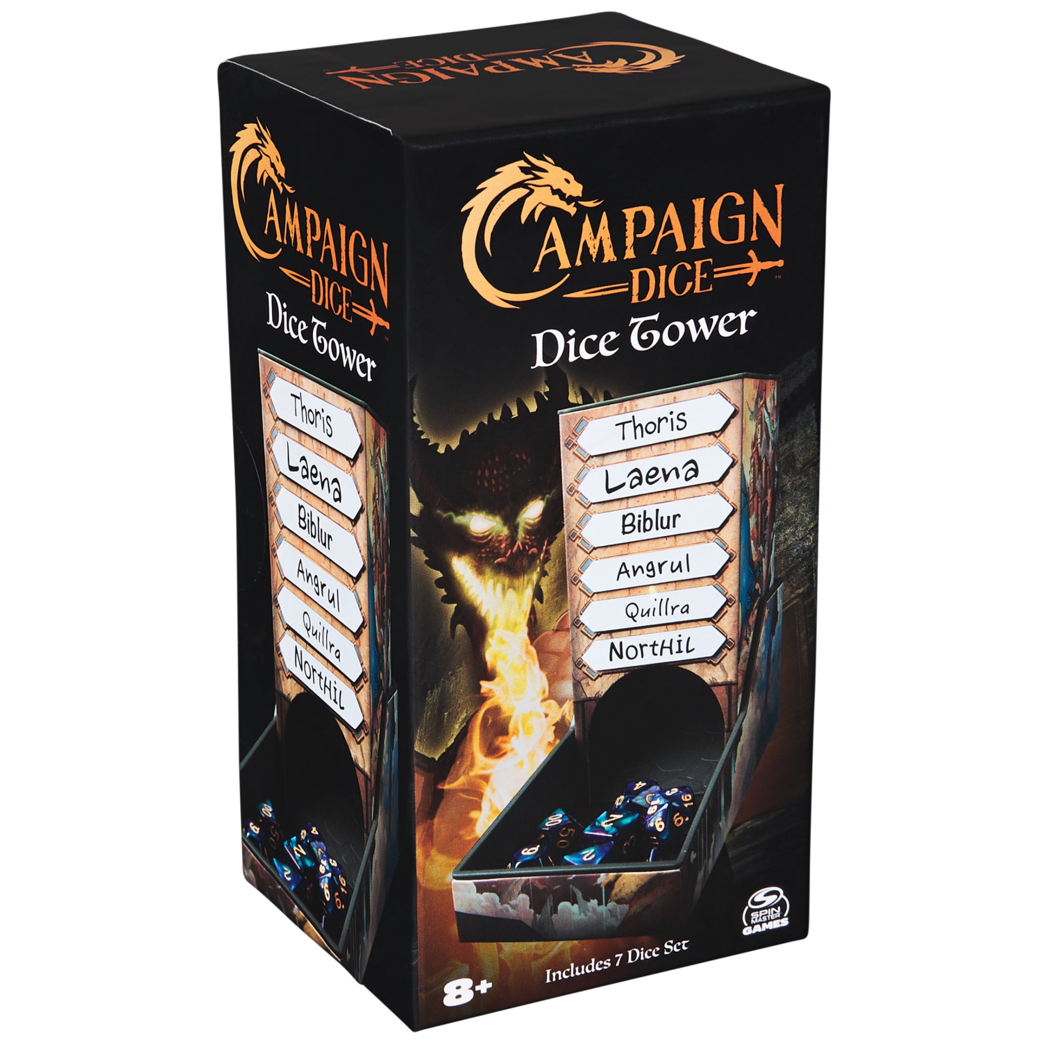 Spin Master Games, Campaign Dice Tower with 7 Polyhedral Dice Included ...