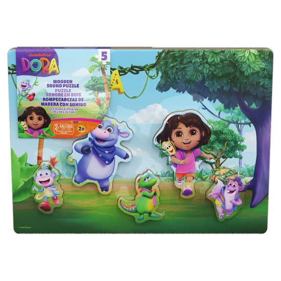Spin Master Games, Dora the Explorer Sound Puzzle, 5-Piece Wood Puzzle ...