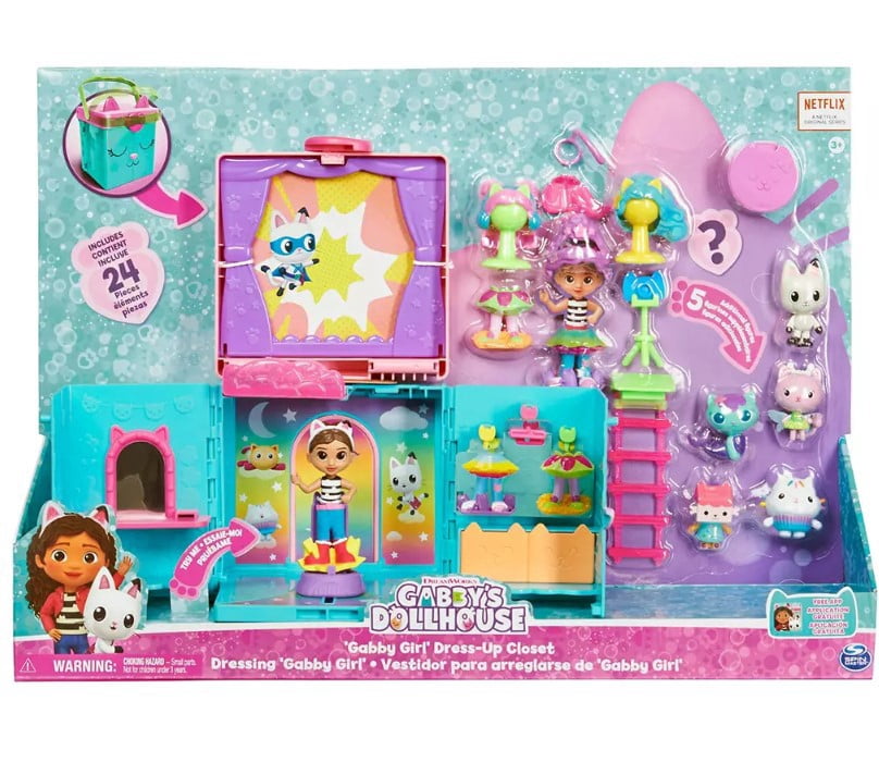 Spin Master Games Gabby's Dollhouse Rainbow Closet Playset with ...