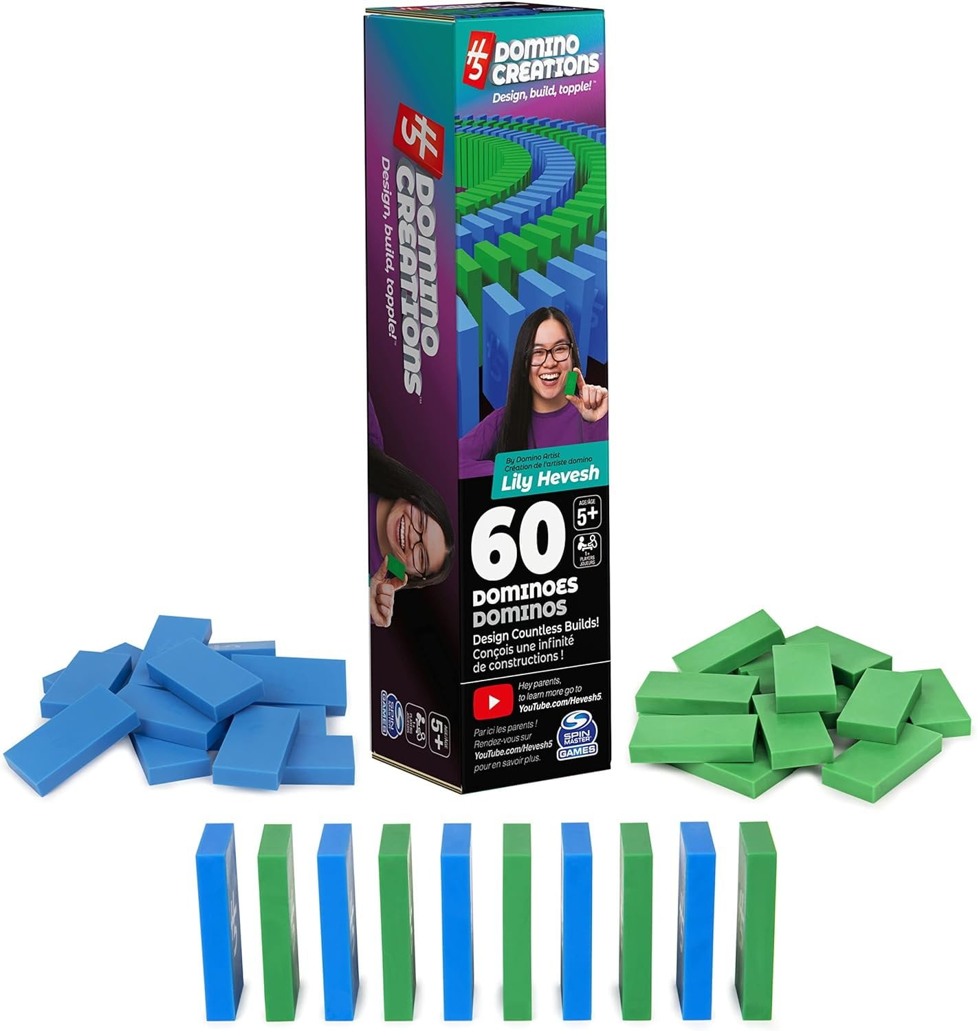 Spin Master - Domino Creations - Hevesh5 - 60Pc - Neon Colors - Walmart.com