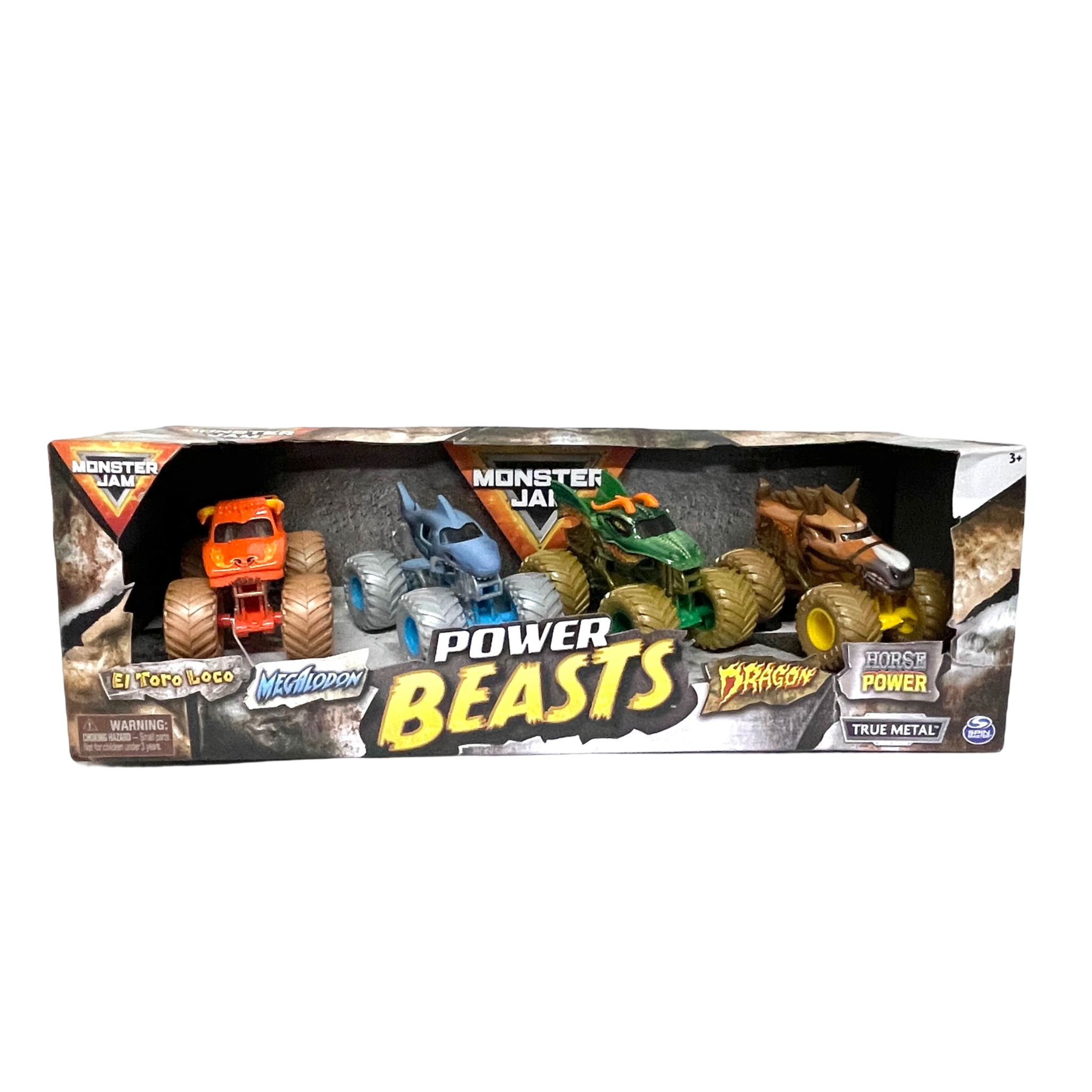 Spin Master Toy Monster Jam Power Beasts 4-Pack El Toro Loco, Megalodon ...