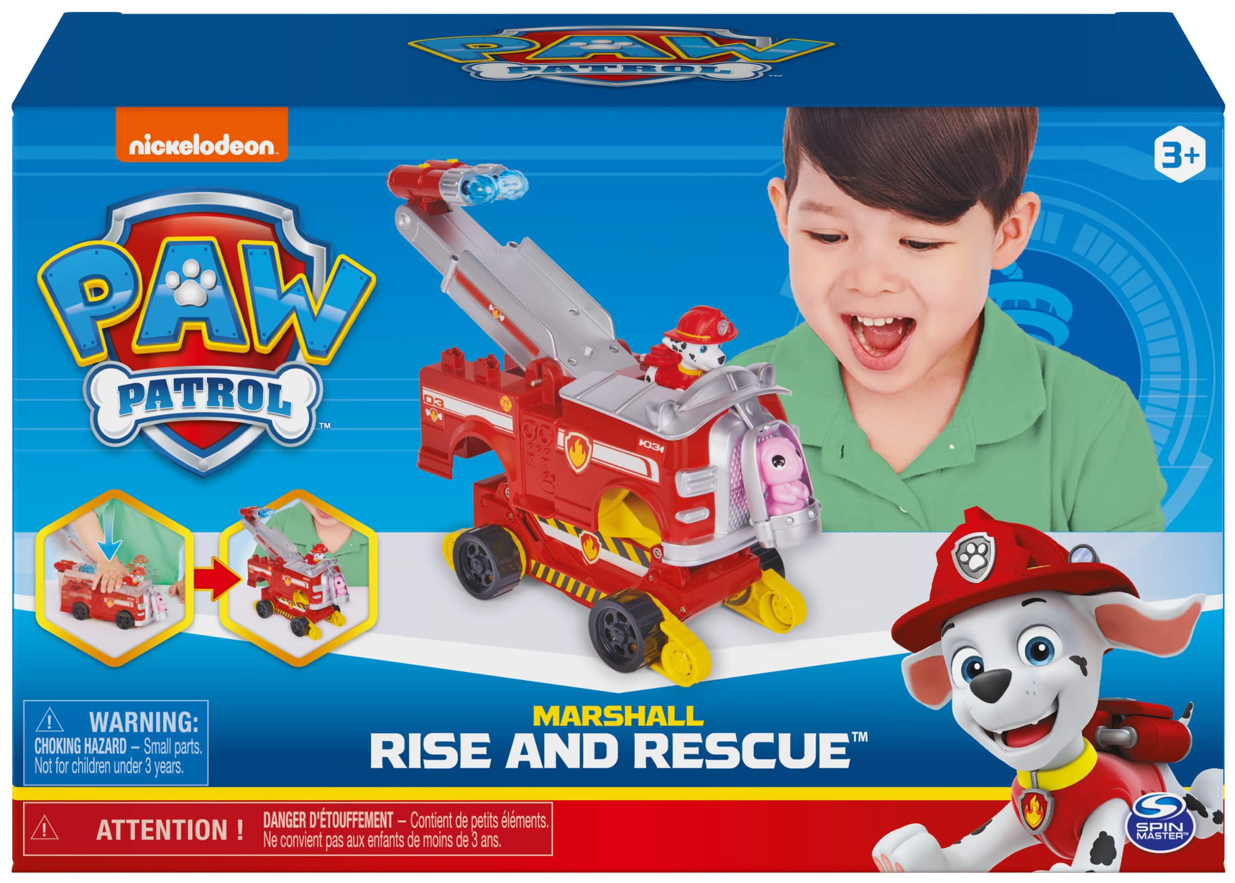 Paw Patrol, Marshall's Transformer Rise and Rescue Toy Car with Action ...