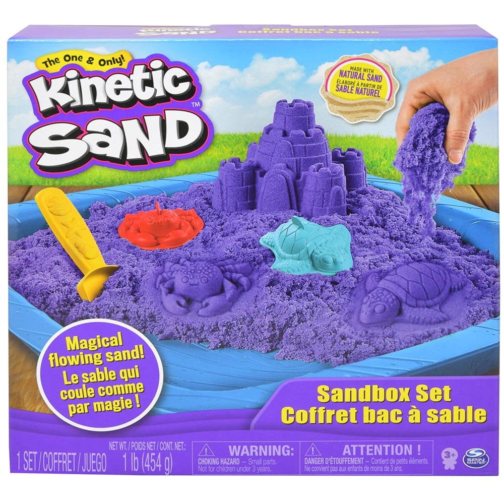 Spin Master Kinetic Sand, Sandbox Playset with 1lb of Purple Kinetic ...