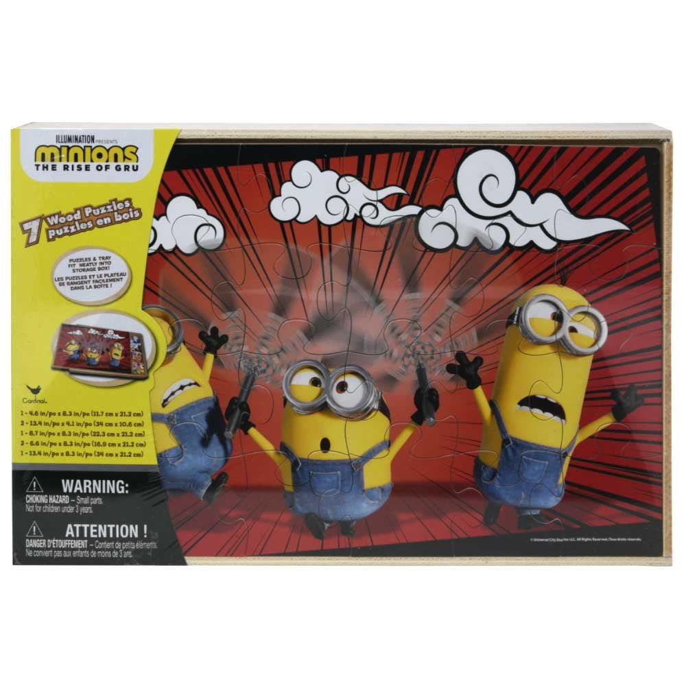 Spin Master, Minion Jigsaw Puzzles for Kids, Set of 7 Wood Puzzles with ...