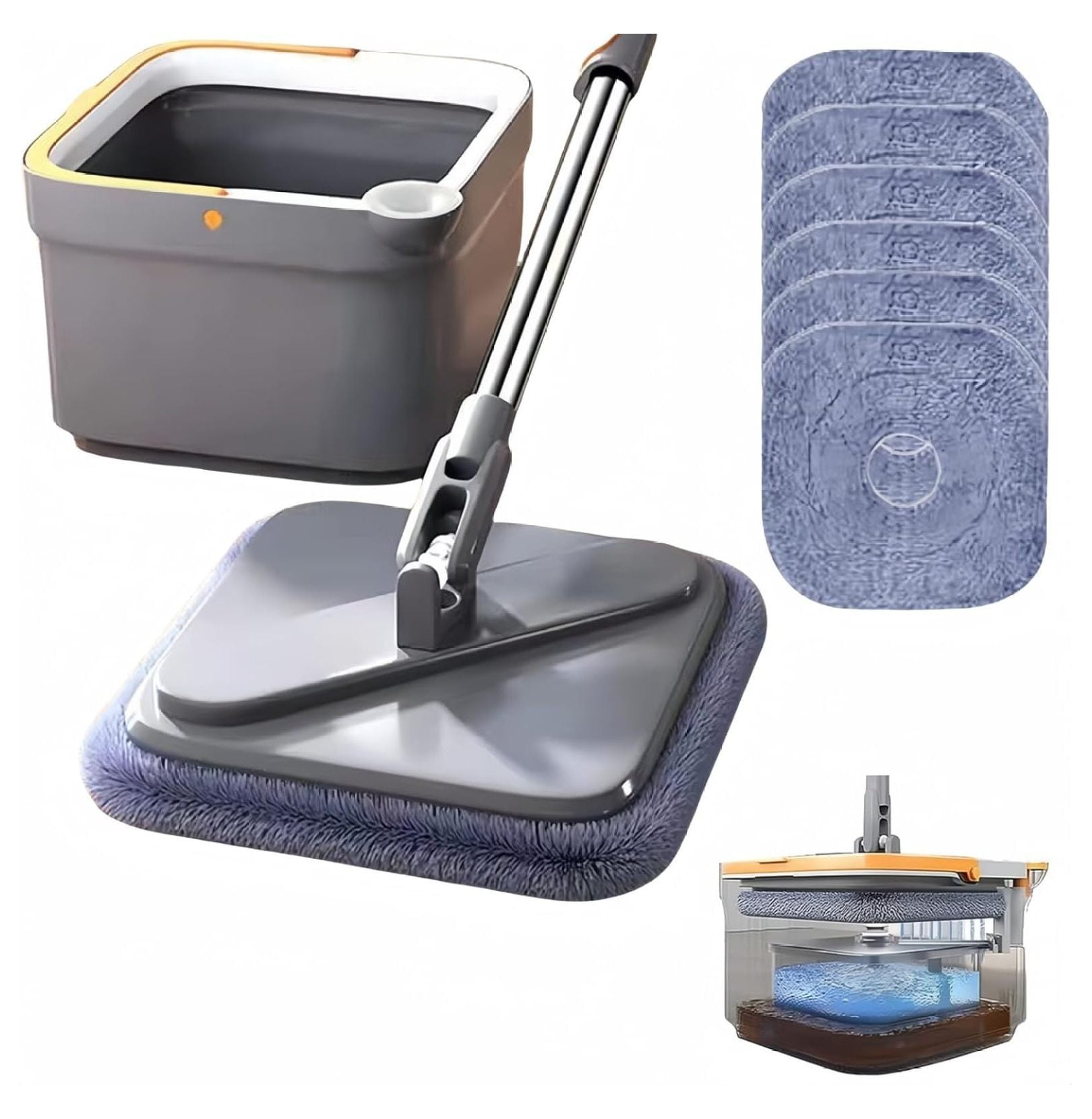 Spin Mop,2024 New Self Wash Spin Mop,Spin Mop and Bucket with Wringer ...