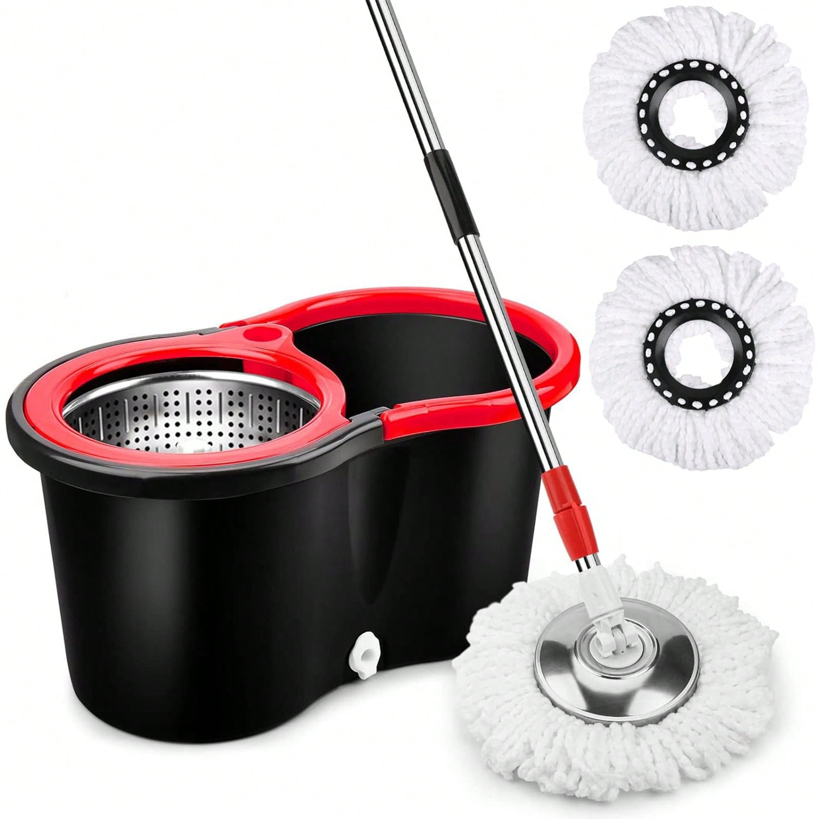 Spin Mop And Bucket, 360 Mop And Bucket With Wringer Set 3 Mop Heads ...