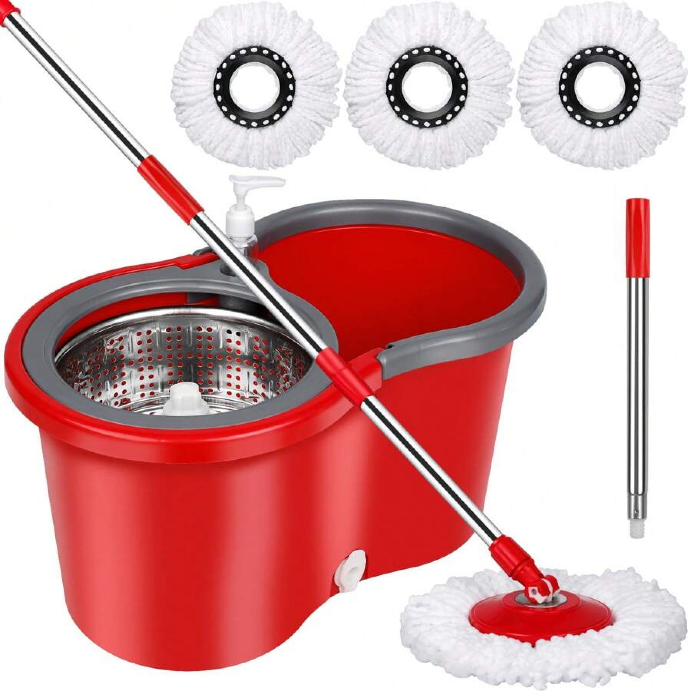 Spin Mop And Bucket With Set, 360 ° Mop And Bucket System With 3 ...