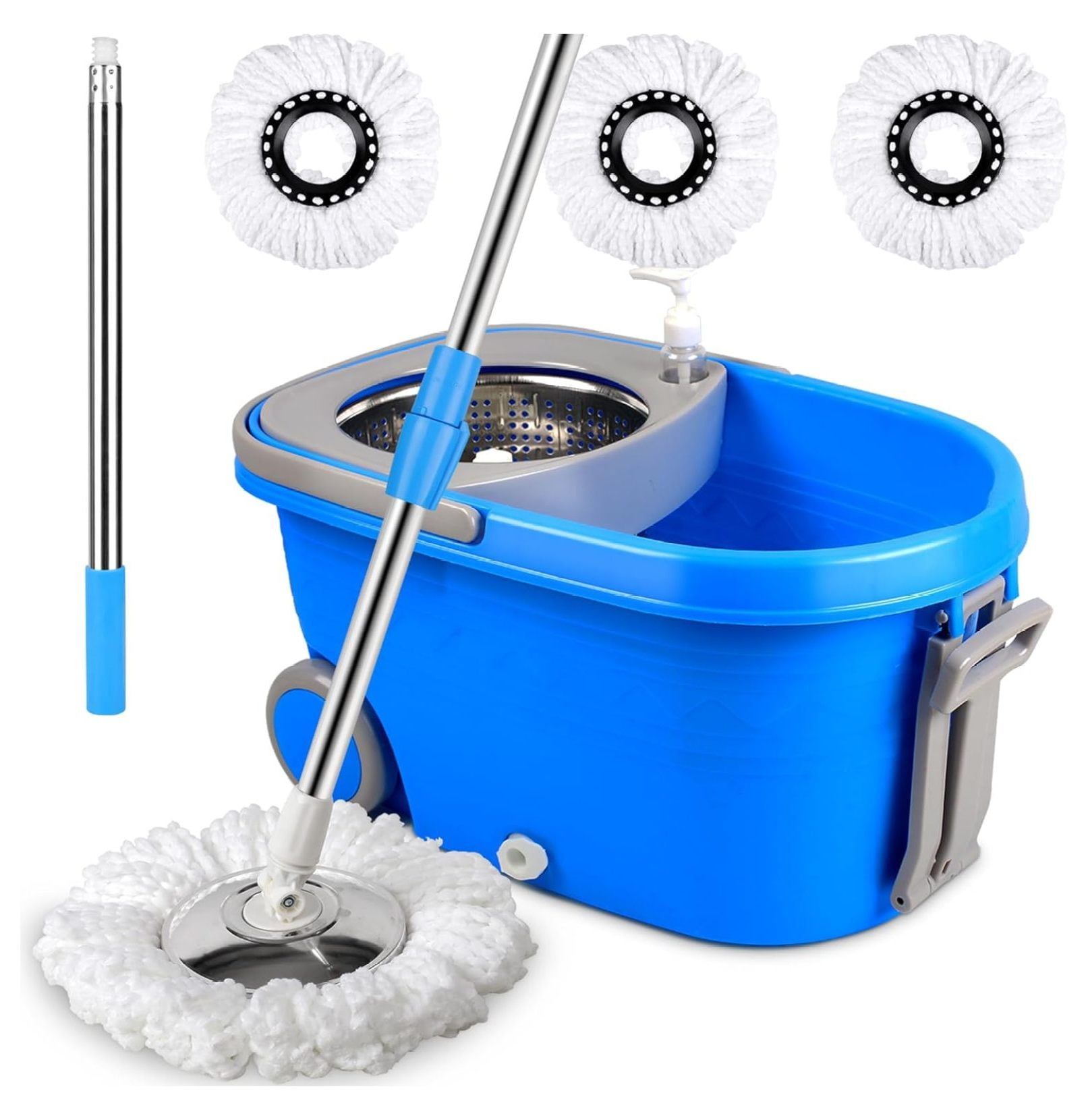 Spin Mop & Bucket, 360 Spinning Mop Bucket Kit, Stainless Steel Bucket ...