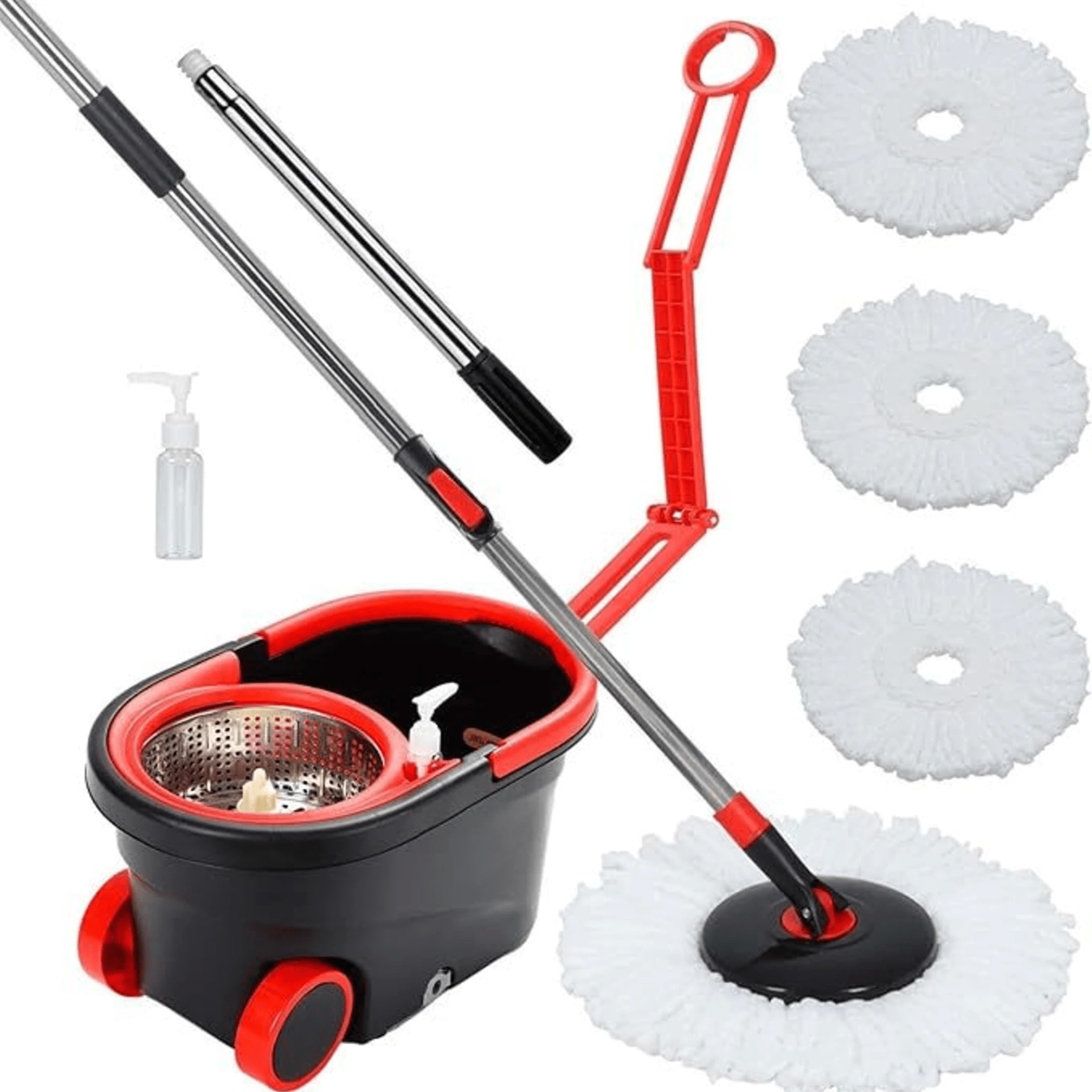 Spin Mop And Bucket Cleaning System,360° Mop Bucket On Wheels With 3 ...