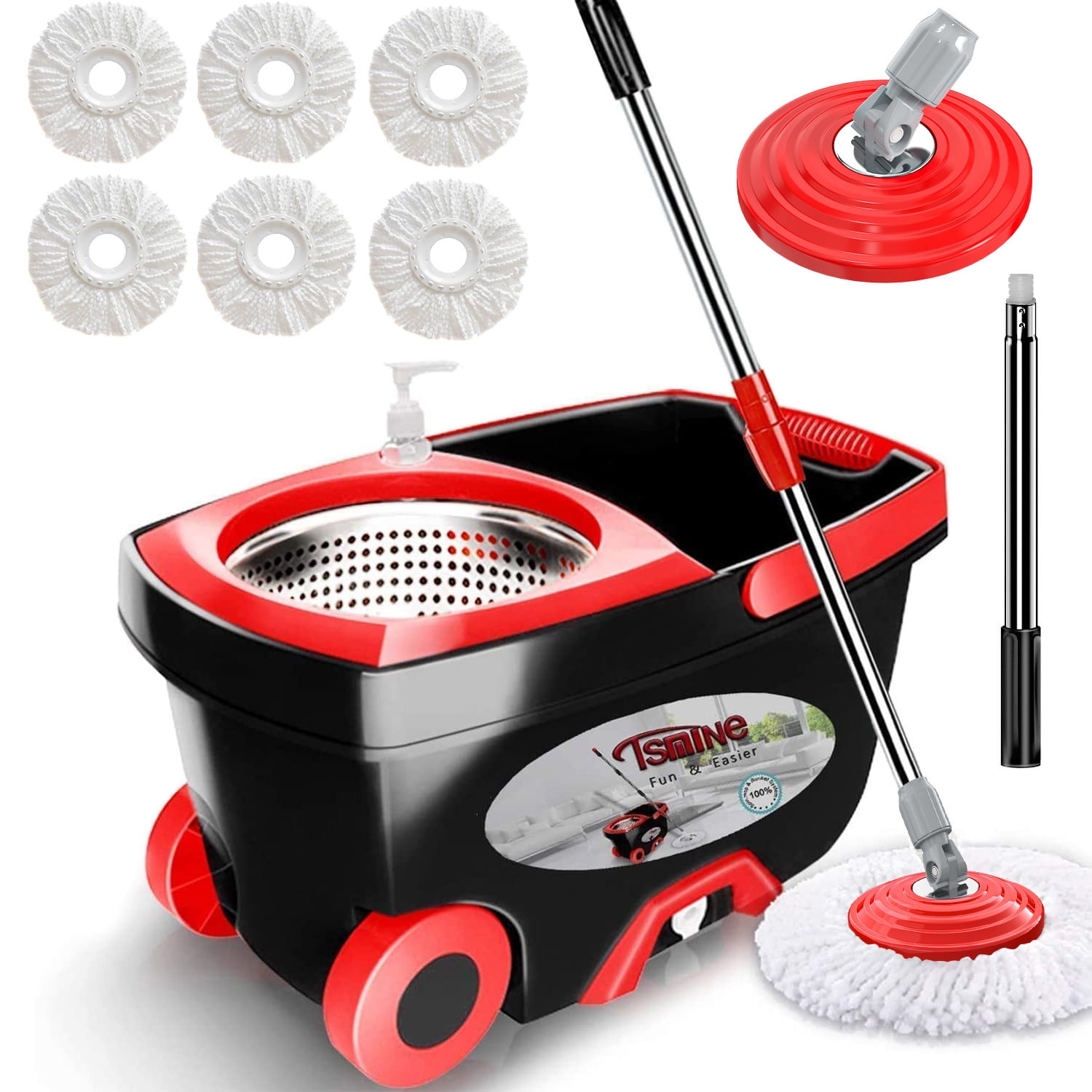 Spin Mop Bucket Floor Cleaning with Wringer Set Commercial Spinning ...