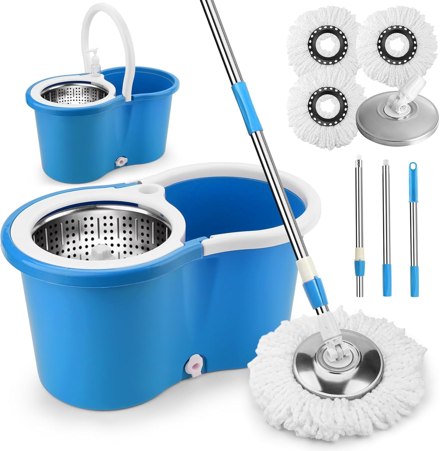 Spin Mop and Bucket, Mop and Bucket with Wringer Set 360° Spinning Mop ...
