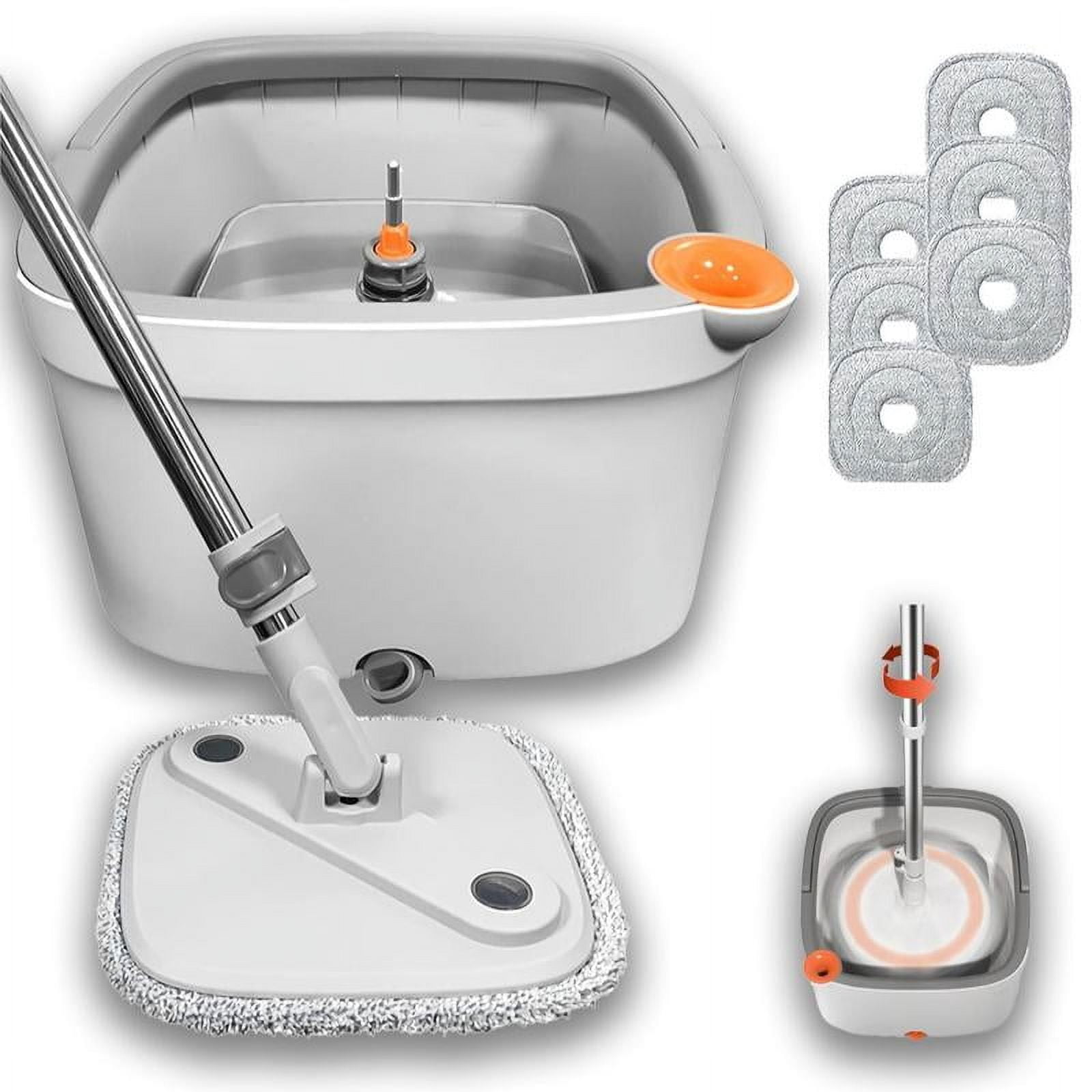 Spin Mop & Bucket Set with Self-Separating Dirty Water & Clean Water ...