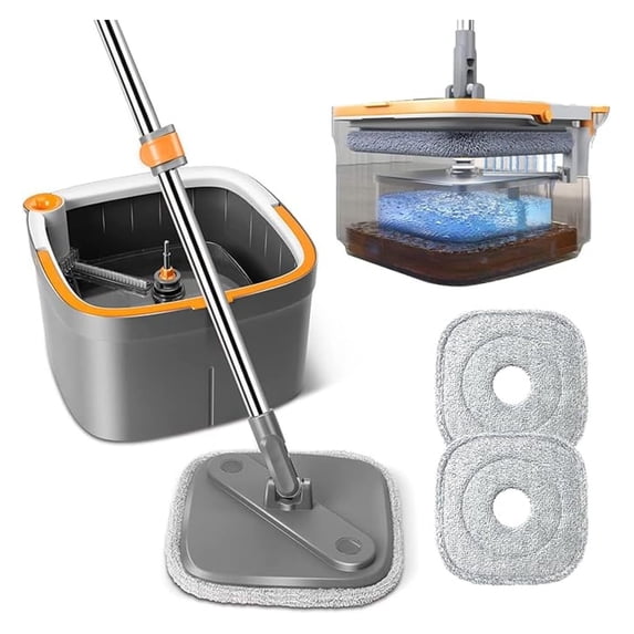 Spin Mop and Bucket Set, Self-Separating Mop System for Hard Floors ...