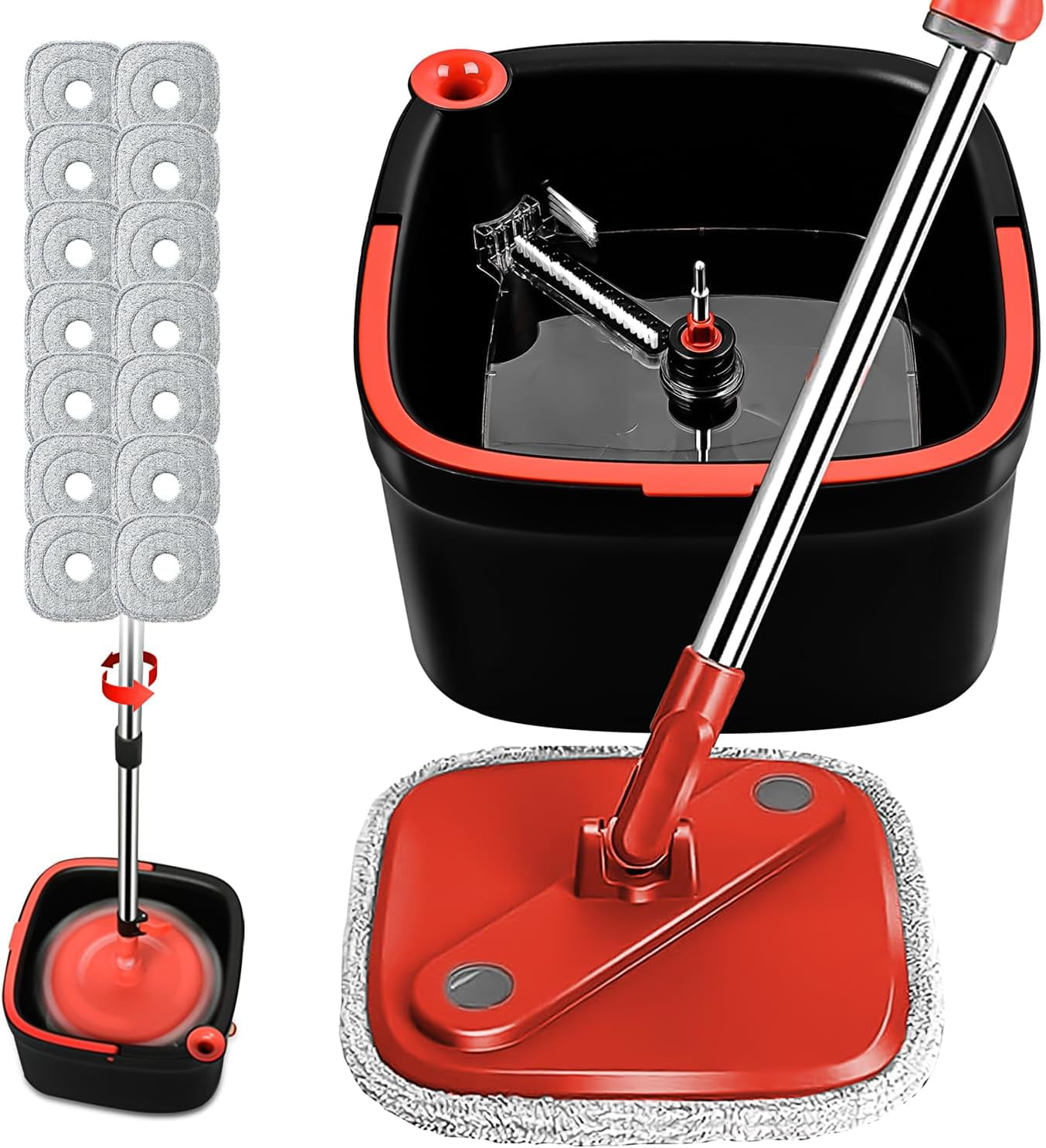 Spin Mop and Bucket Set with Self Separation Dirty and Clean Water ...