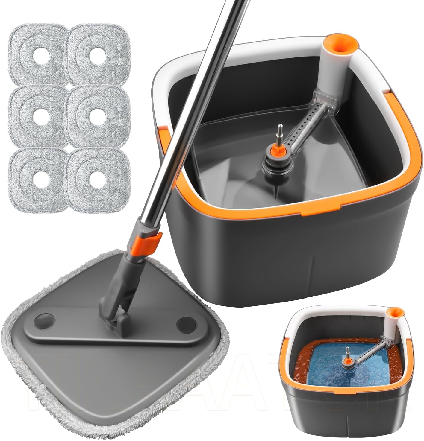 Spin Mop and Bucket Set with Self Separation Dirty and Clean Water ...