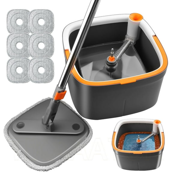 Spin Mop and Bucket Set with Self Separation Dirty and Clean Water ...