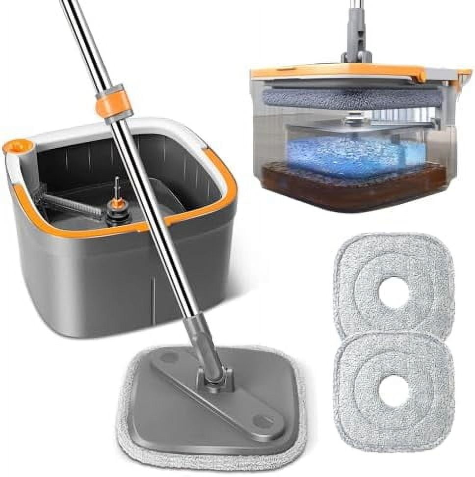 Spin Mop and Bucket Set with Self Separation Dirty and Clean Water ...