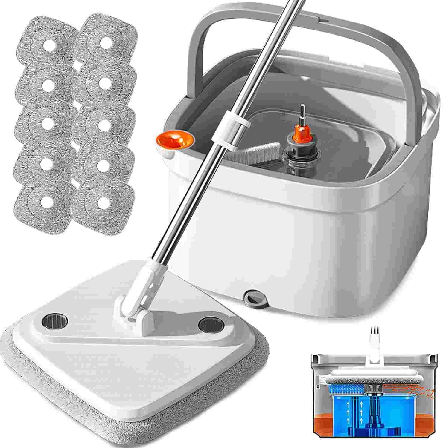 Spin Mop and Bucket Set - Self - Separation System, 360° Spinning Self ...