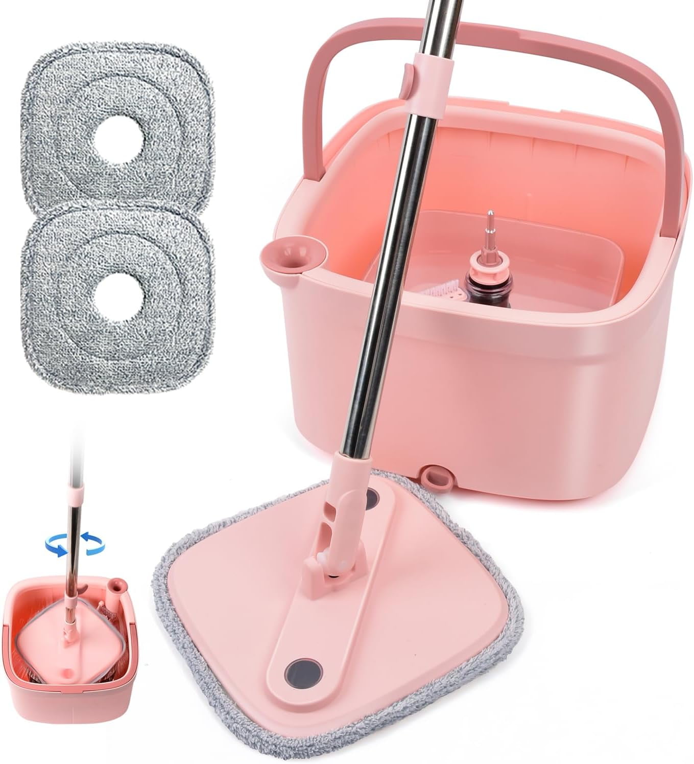 Spin Mop and Bucket Set with Self Separation System 360° Spinning Self ...