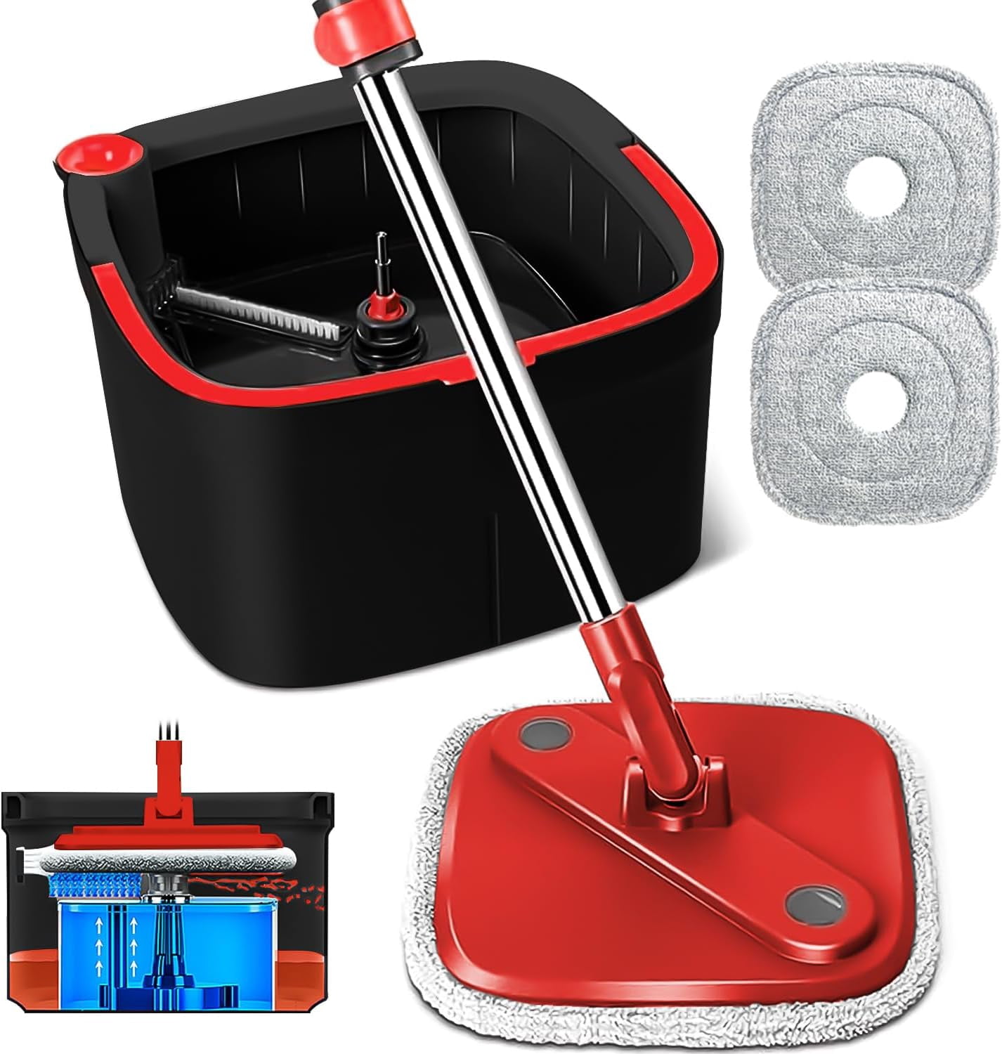 Spin Mop and Bucket Set with Separation Dirty and Clean Water System ...