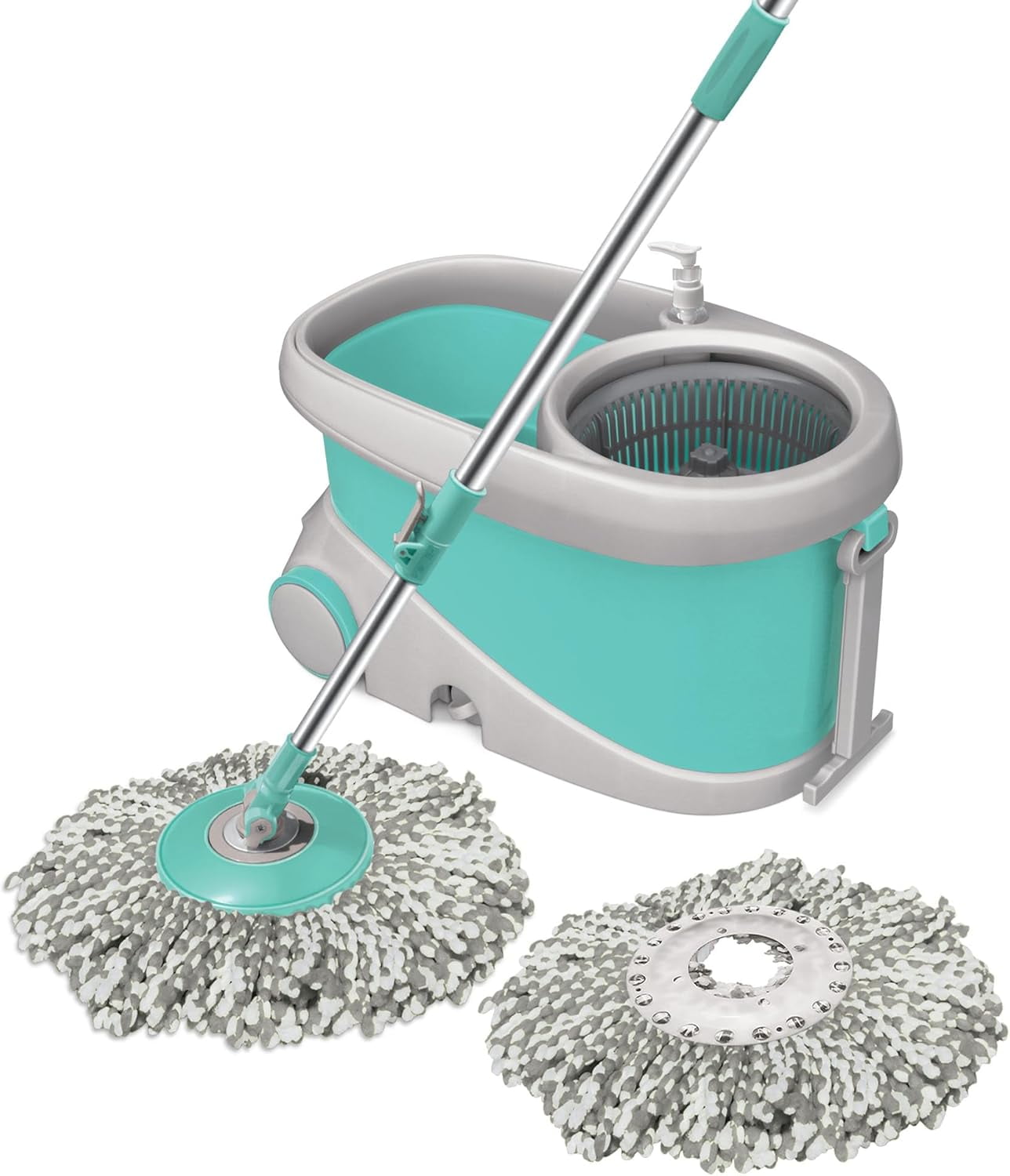 Spin Mop and Bucket Set with Wringer, 360 Spinning Mops System with 2 Microfiber Refills ...