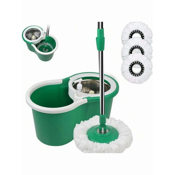 Spin Mop & Bucket Set with Wringer，360° System with 3 Microfiber ...