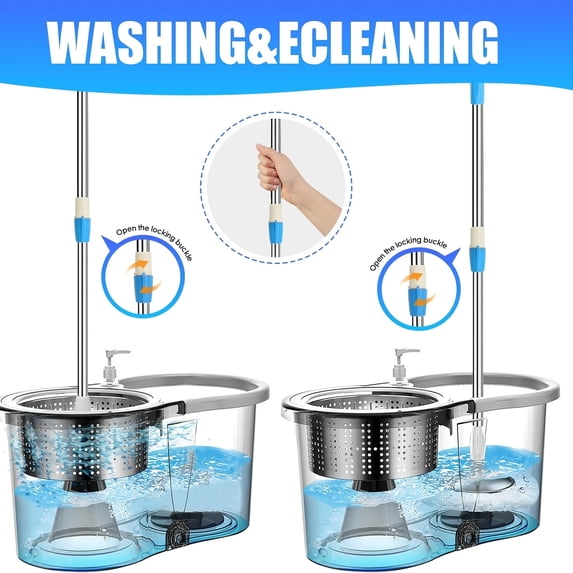 Spin Mop And Bucket System, 360 Microfiber Spin Mop And Bucket With ...