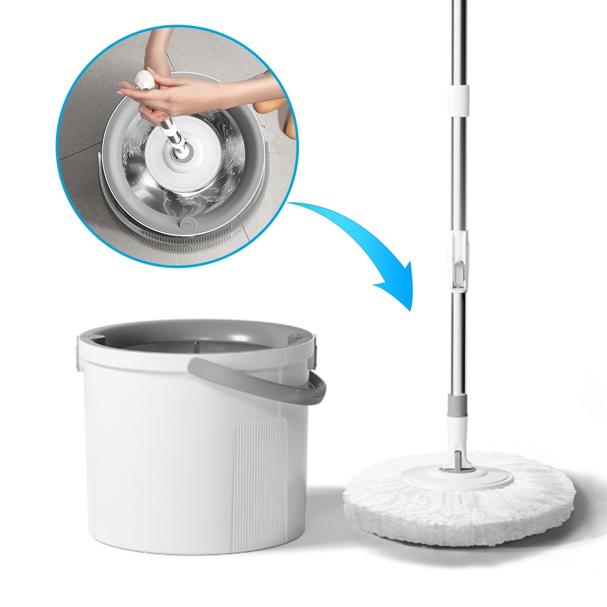 Spin Mop Bucket System,Lifting Drying and Lowering Rinse Clean Mop with ...