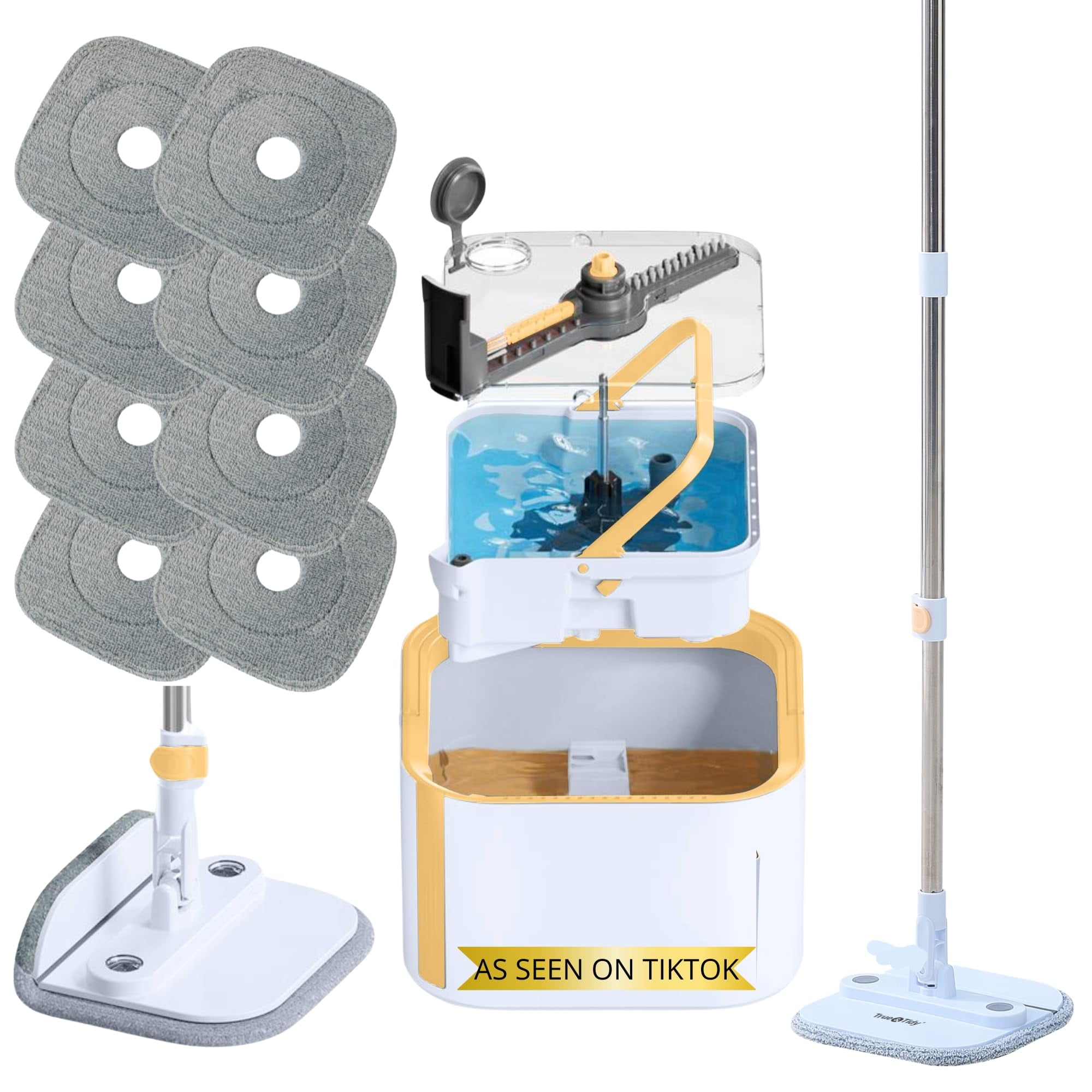 Spin Mop and Bucket System PRO, Removable Water Tank Duo Bucket, Self ...